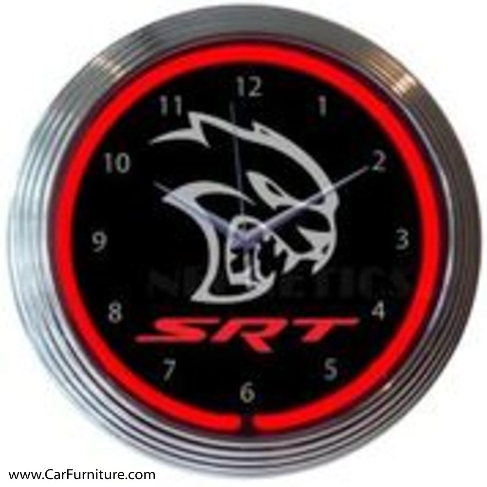 Dodge Hellcat SRT Neon Clock – CarFurniture.com