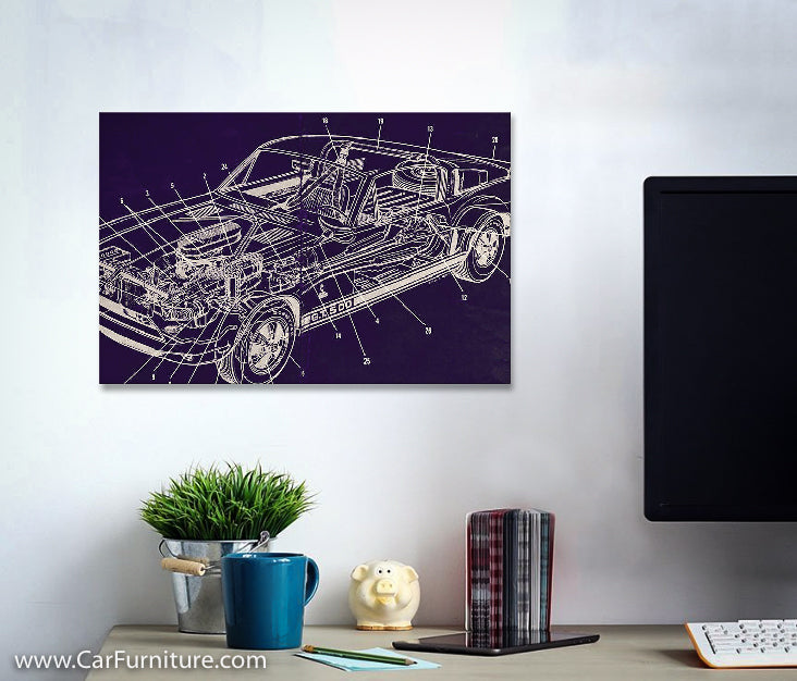 Purple GT Car Schematics Canvas Art – CarFurniture.com