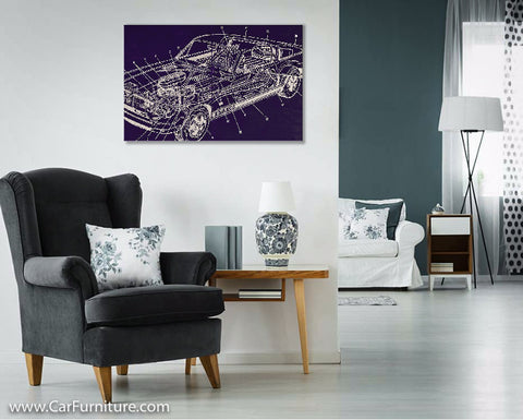 Purple GT Car Schematics Canvas Art – CarFurniture.com