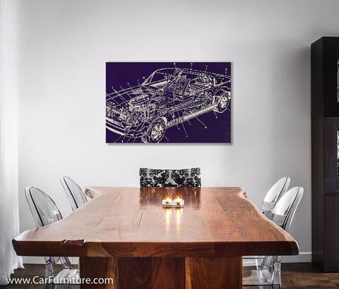 Purple GT Car Schematics Canvas Art – CarFurniture.com