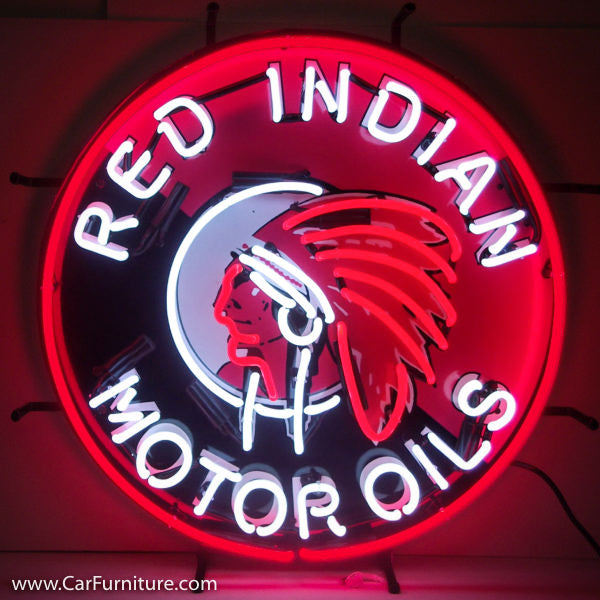 Red Indian Oil Sign VINTAGE RED INDIAN MOTOR OILS PORCELAIN DEALERSHIP